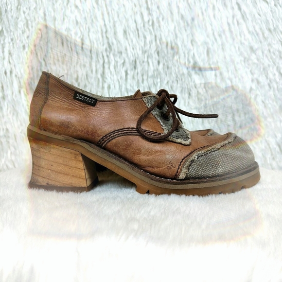 Destroy | Shoes | Vintage 9s Destroy Chunky Leather Platform Brogues ...